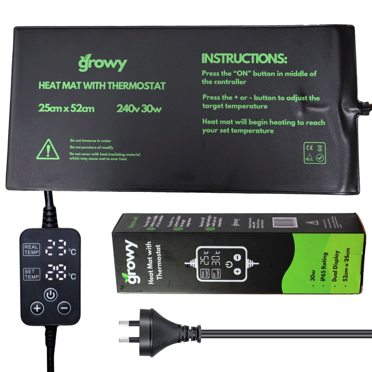 Growy Heat Mat with Thermostat | Propagation Seedling Heat Pad with ...